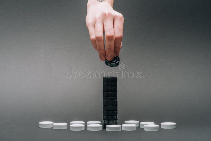 Cropped View of Woman Stacking Checkers Stock Photo - Image of hand ...