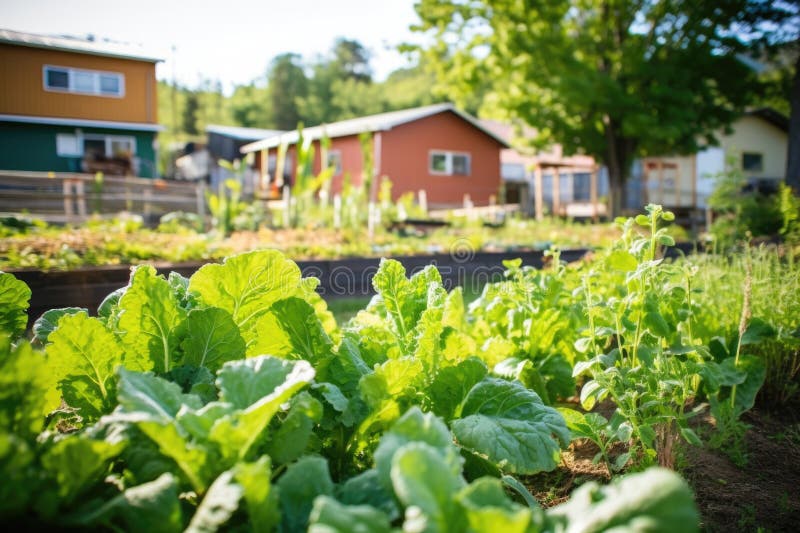 Crops Growing in a Community Urban Farm Stock Illustration ...