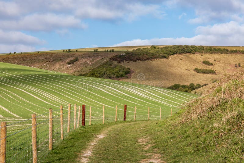 A Pathway Alongside Farmland in the South Downs, on a Spring Morning ...