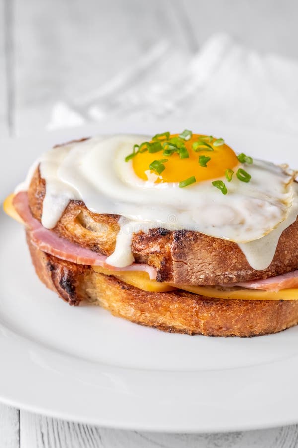 Croque madame sandwich stock photo. Image of croque - 265193148