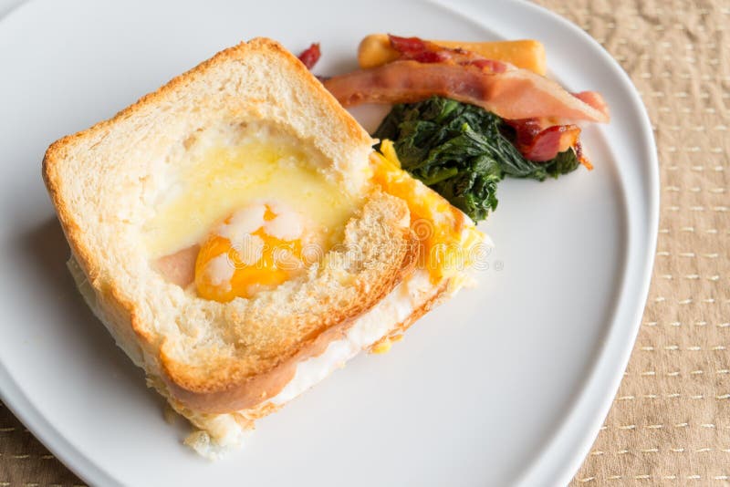 Croque Monsieur or Egg Ham Cheese Sandwich with Garnish Stock Image ...