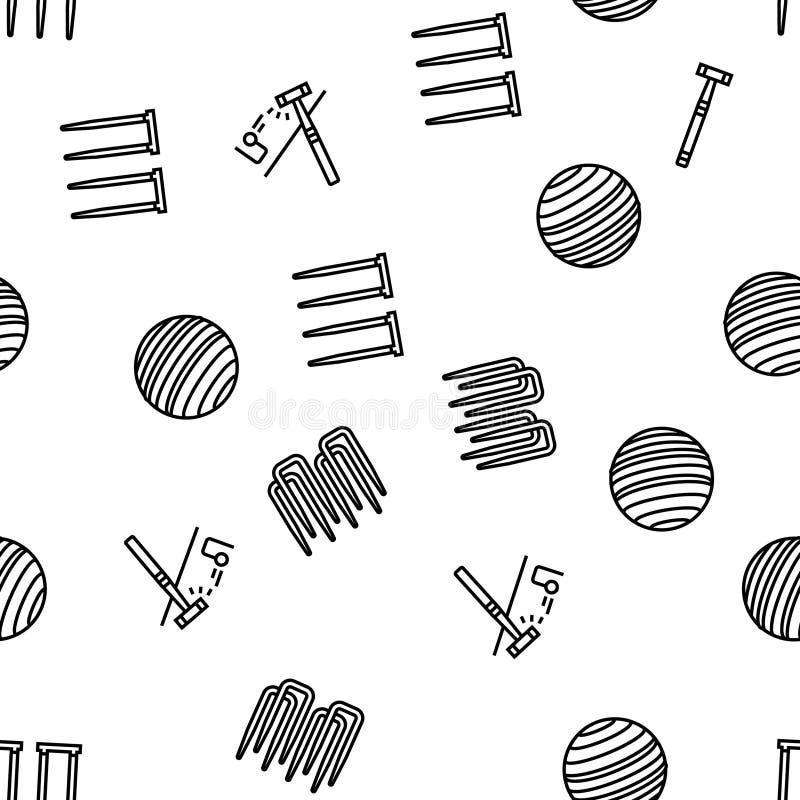 Croquet Mallet Game Ball Seamless Pattern Vector Stock Illustration ...