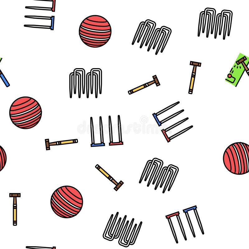Croquet Mallet Game Ball Seamless Pattern Vector Stock Illustration ...
