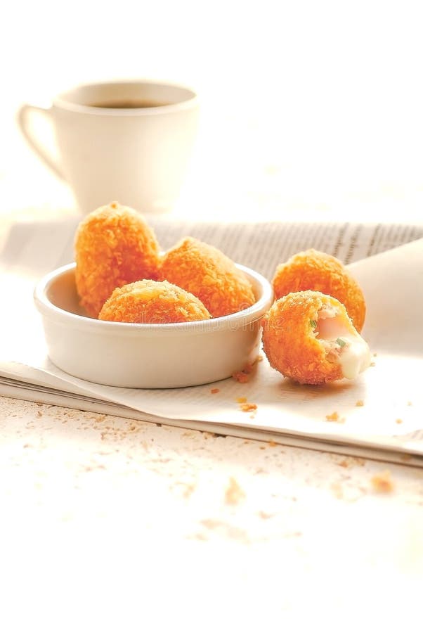 Croquette with coffee stock image. Image of apple, juice - 98131881