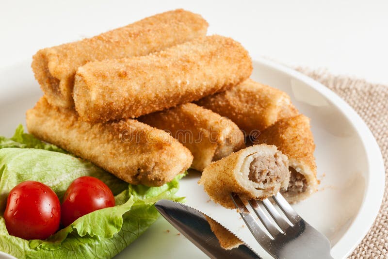 Croquettes with Meat and Beetroot Soup Stock Photo - Image of plate ...