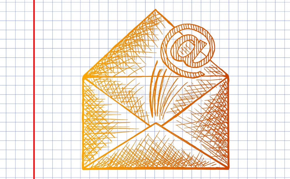 Croquis d'email illustration de vecteur. Illustration du enveloppe ...