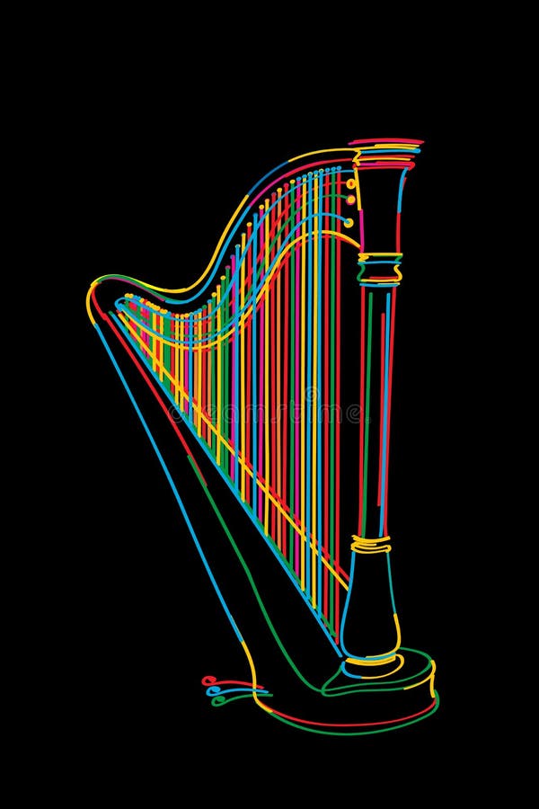 Harpe décorée illustration de vecteur. Illustration du instrument ...