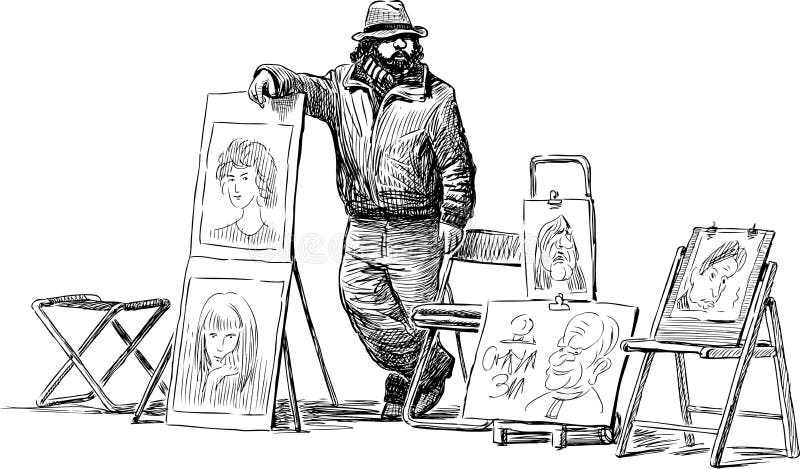 Croquis D'un Artiste De Rue Illustration de Vecteur - Illustration du ...