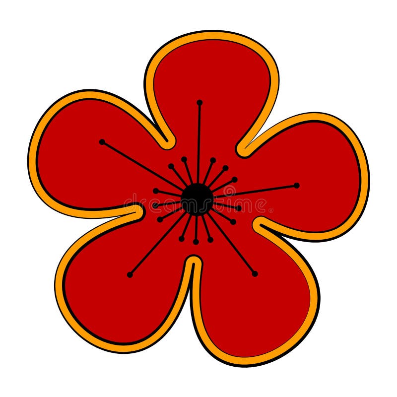 Croquis d'une fleur rouge illustration de vecteur. Illustration du ...