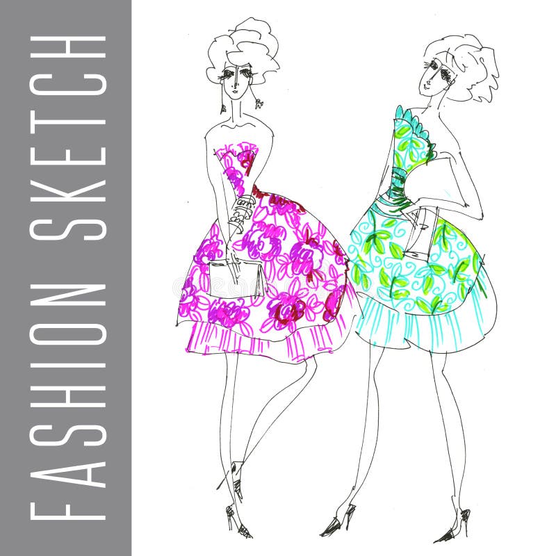 Croquis de mode illustration stock. Illustration du ligne - 67388814