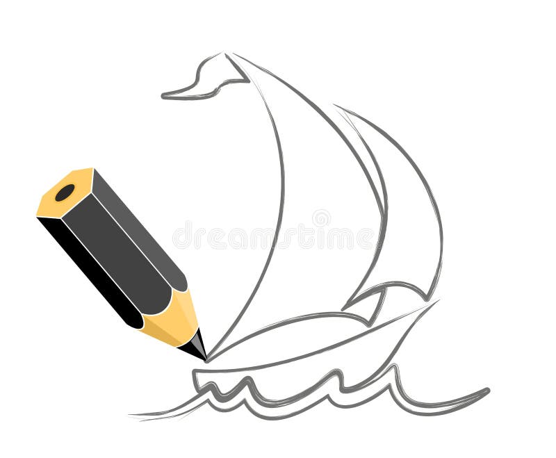 Croquis De Navire De Navigation En Mer Illustration de Vecteur ...