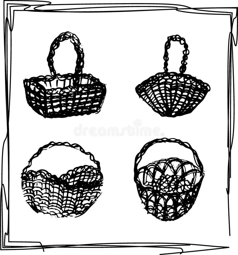 Croquis de paniers illustration de vecteur. Illustration du dessiné ...