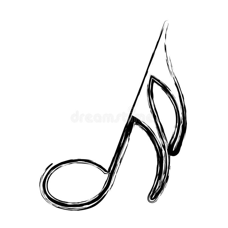 Croquis Monochrome Avec La Note De Double Croche Illustration Stock ...