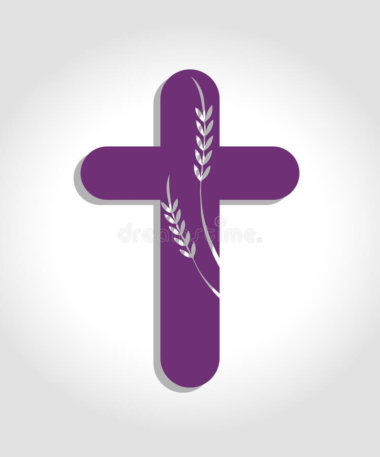 Cross, Purple Color Cross with Ears of Wheat Stock Illustration ...