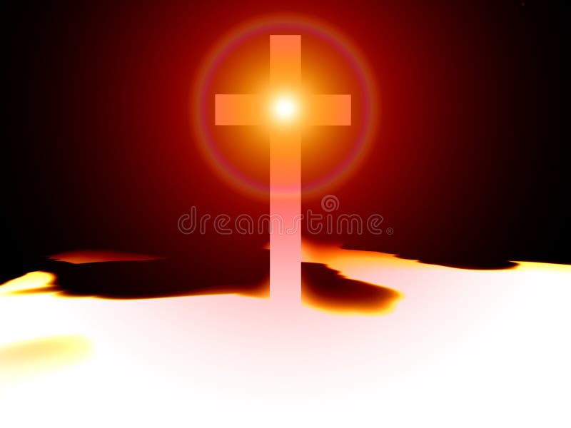 Shining White Cross and Total Solar Eclipse on Transparent Background ...