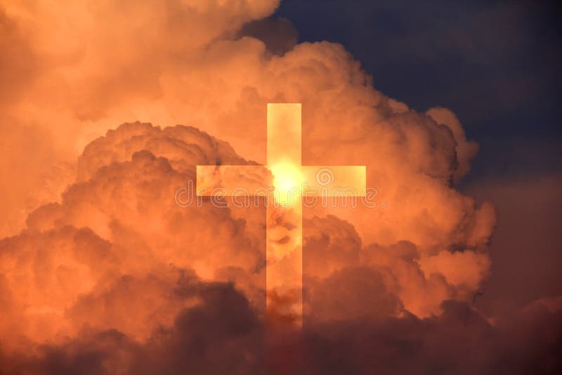Cross against clouds five stock photo. Image of spiritual - 158939972