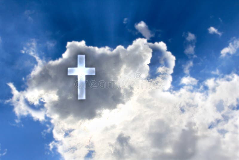 Cross against clouds two stock photo. Image of spiritual - 158939992