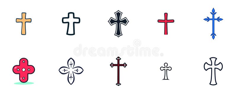 Cross Array Symbolism in Various Styles and Colors Stock Vector ...
