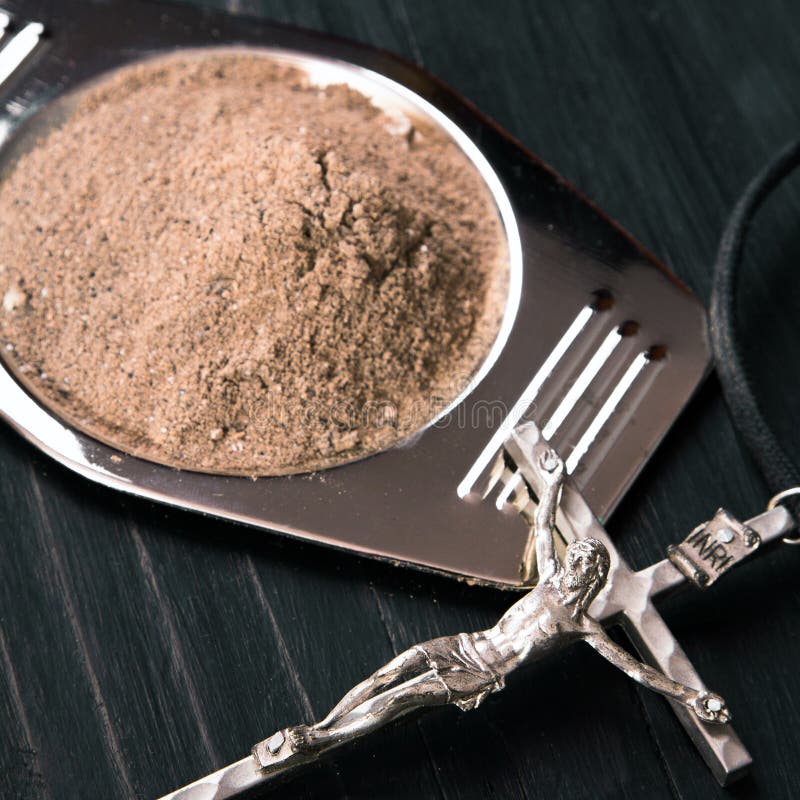 Cross and Ash - Symbols of Ash Wednesday. Stock Photo - Image of ...
