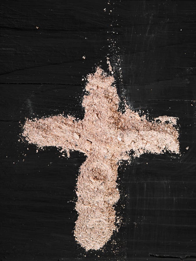 Christian Cross, Crucifix Symbol in Ash, Dust. Ash Wednesday Con Stock ...