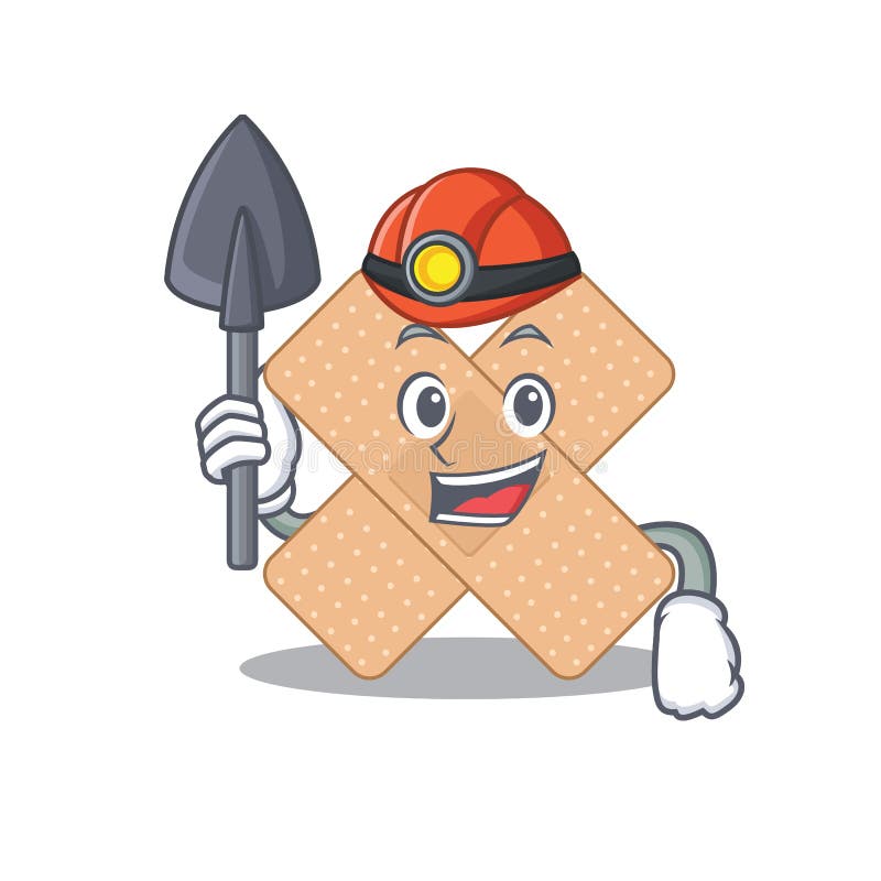Cross Bandage Cartoon Image Design As a Miner with Tool and Helmet ...