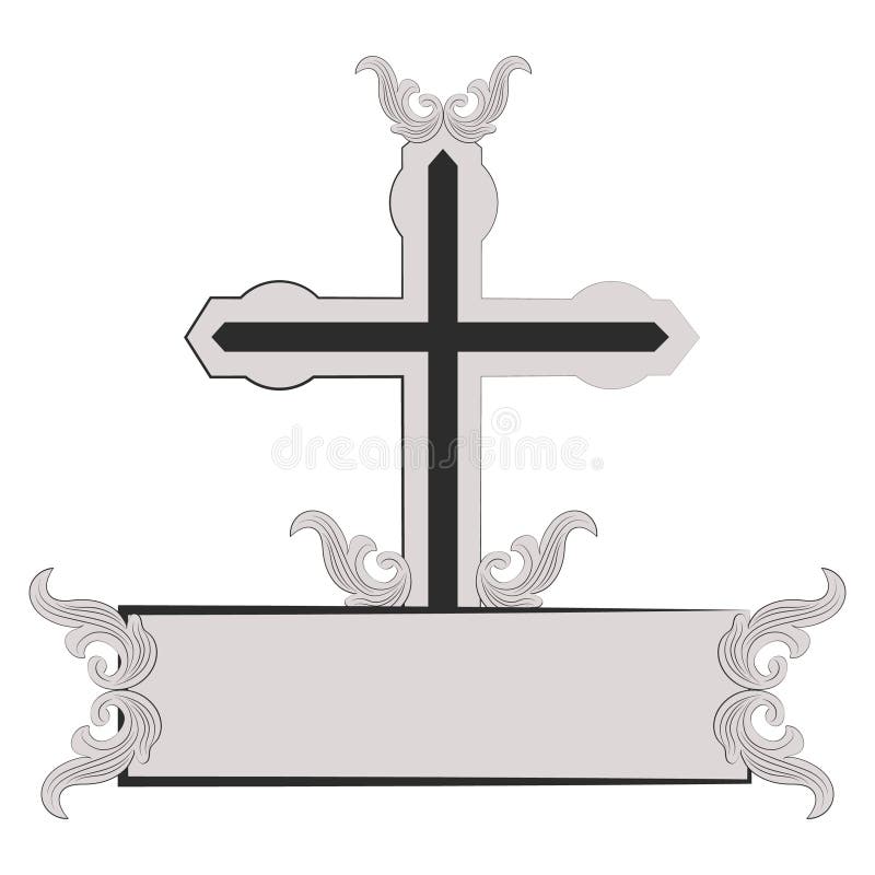 Cross with Banner. Vector Illustration Decorative Design Stock Vector ...