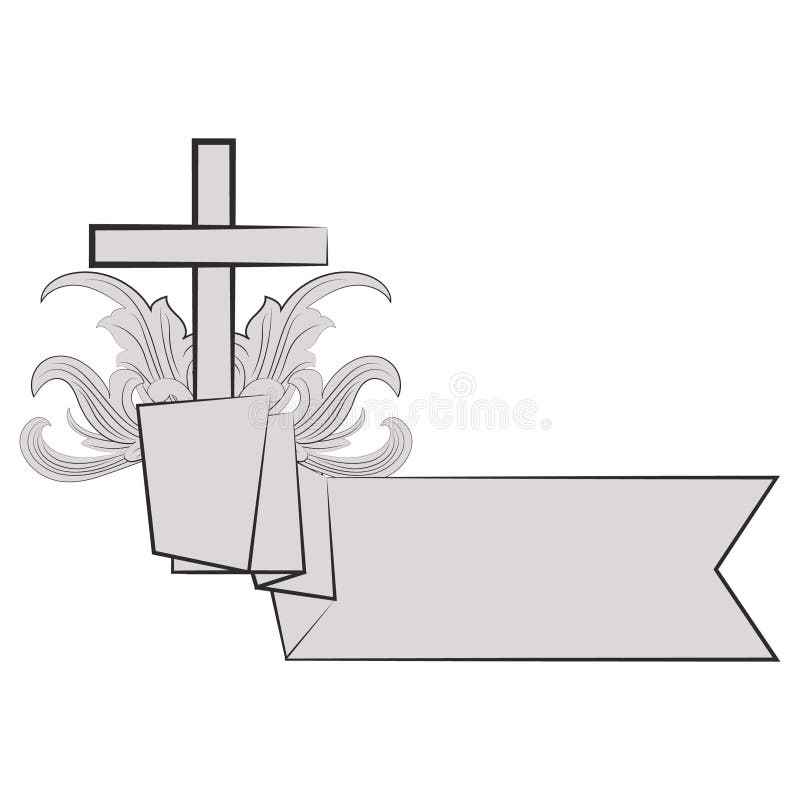Cross with Banner. Vector Illustration Decorative Design Stock Vector ...