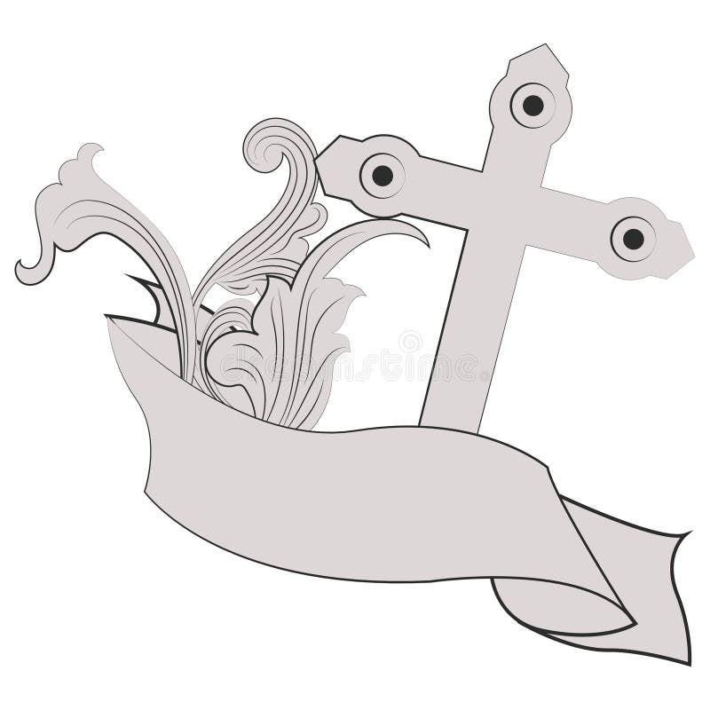 Cross with Banner. Vector Illustration Decorative Design Stock Vector ...