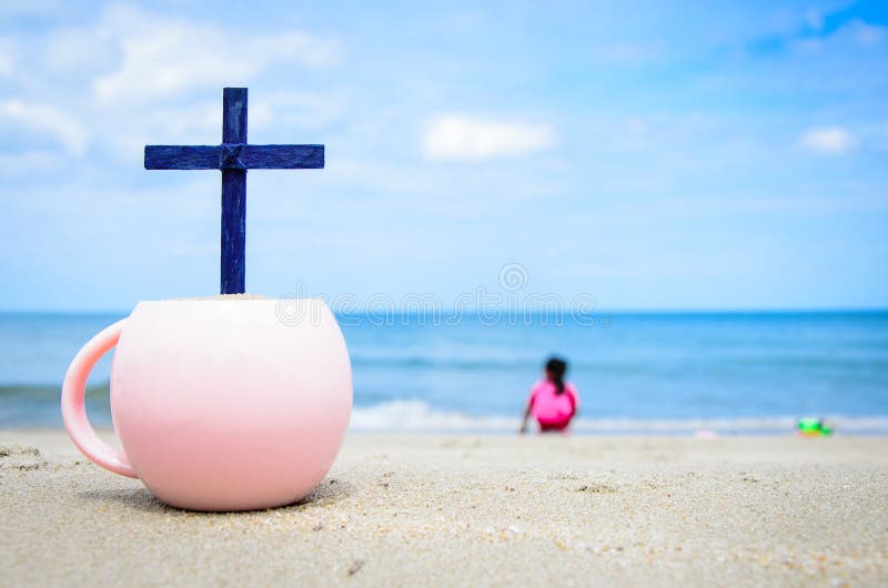 Cross on the beach. stock photo. Image of christian, christianity ...