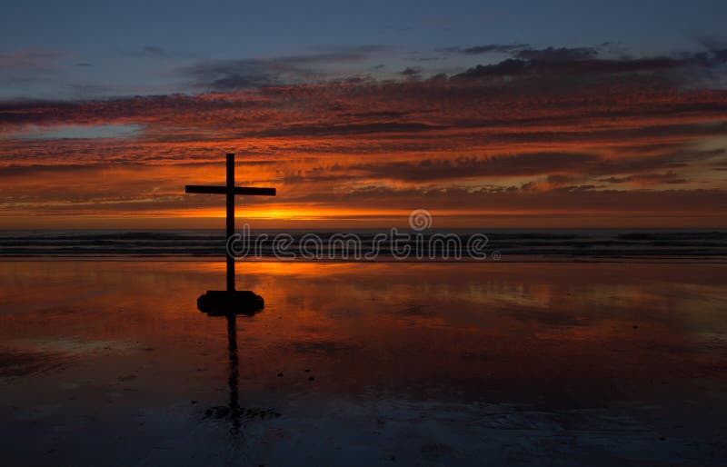 Cross Beach Reflection stock image. Image of symbol, ocean - 39167333