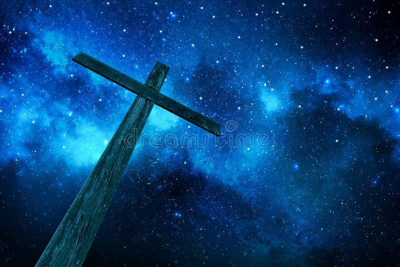 Cross and Beautiful Night Sky Stock Image - Image of christian, christ ...