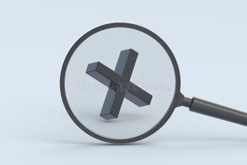 Cross Behind Magnifying Glass Stock Illustration - Illustration of ...