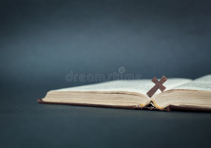 Bible On A Blue Background. Stock Image - Image of holy, background ...