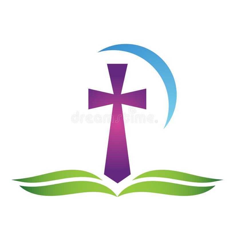 Cross with Bible Logo Icon. Stock Vector - Illustration of drawing ...