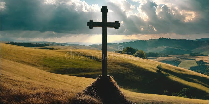 Cross in Biblical Places. Generative AI Stock Photo - Image of sunset ...
