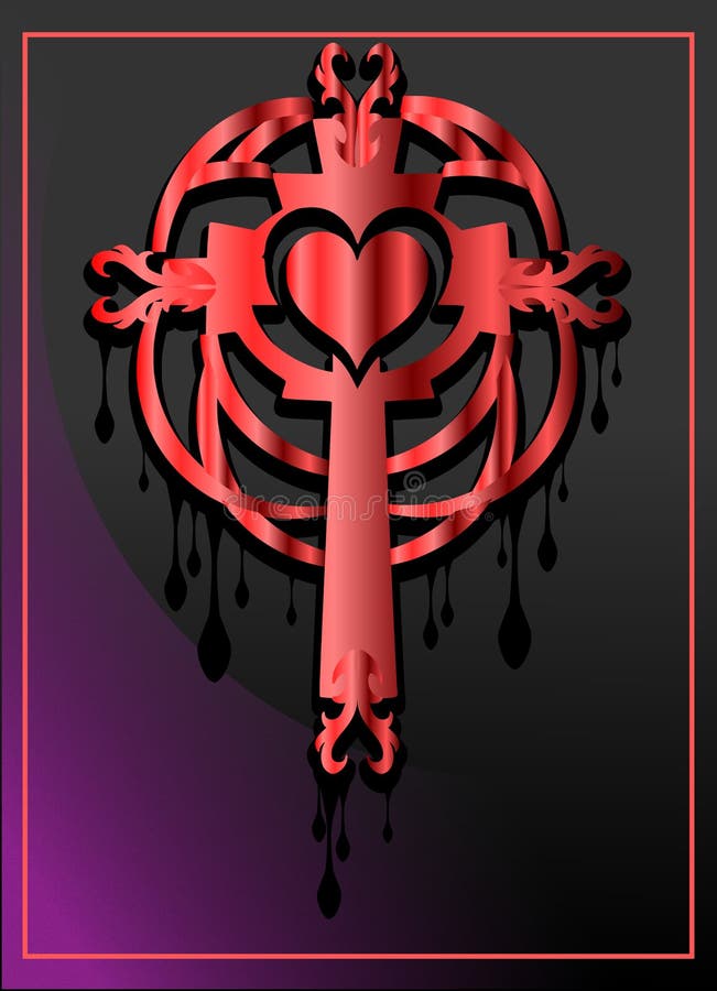 Cross with bleeding heart stock illustration. Illustration of crucifix ...