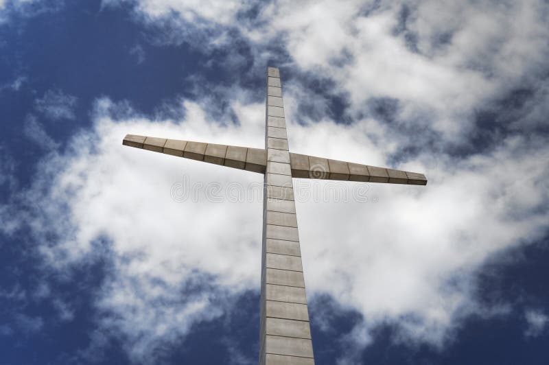 Cross at blue sky. stock image. Image of cross, brick - 16379231