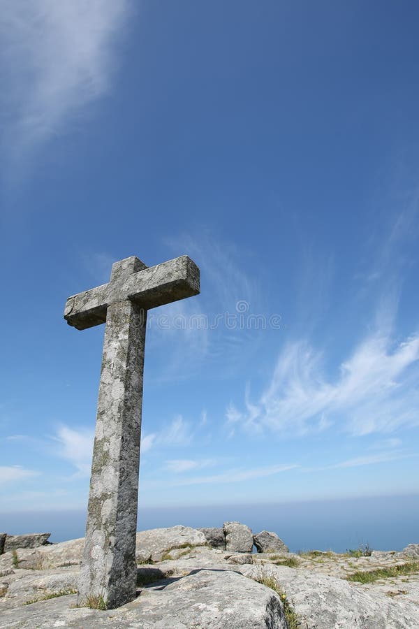 Cross in a blue sky stock image. Image of black, belief - 3353533