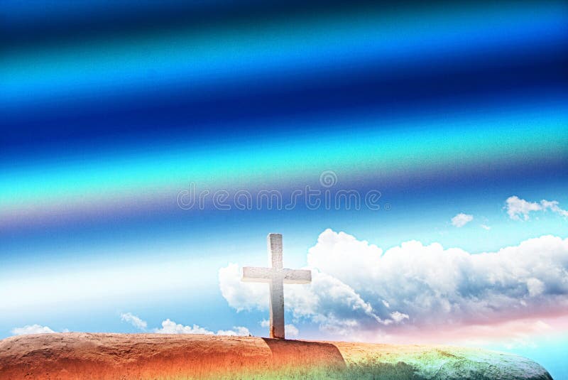 Cross on Blue Sky Background Stock Photo - Image of sacrifice, faith ...