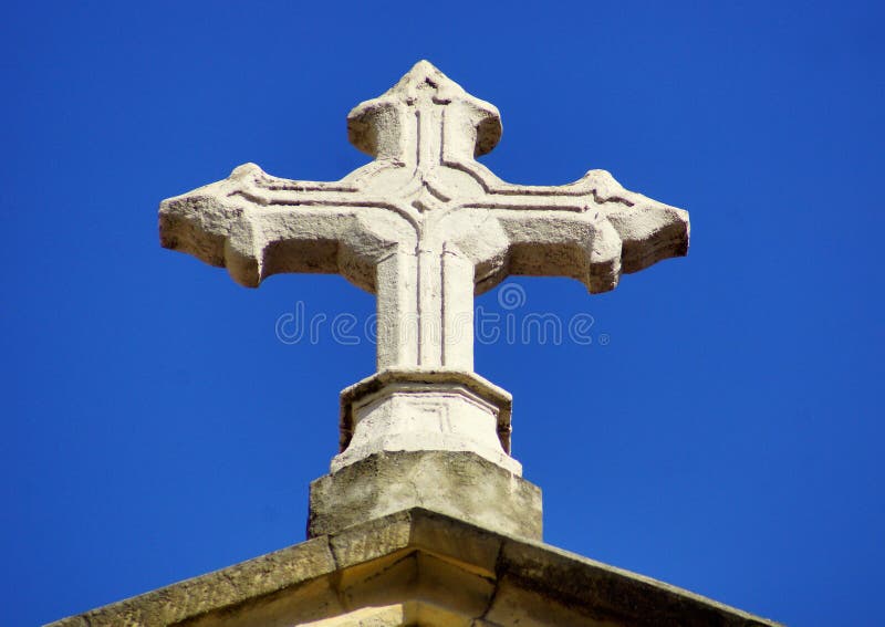 Cross and blue sky stock photo. Image of original, detailofachurch ...