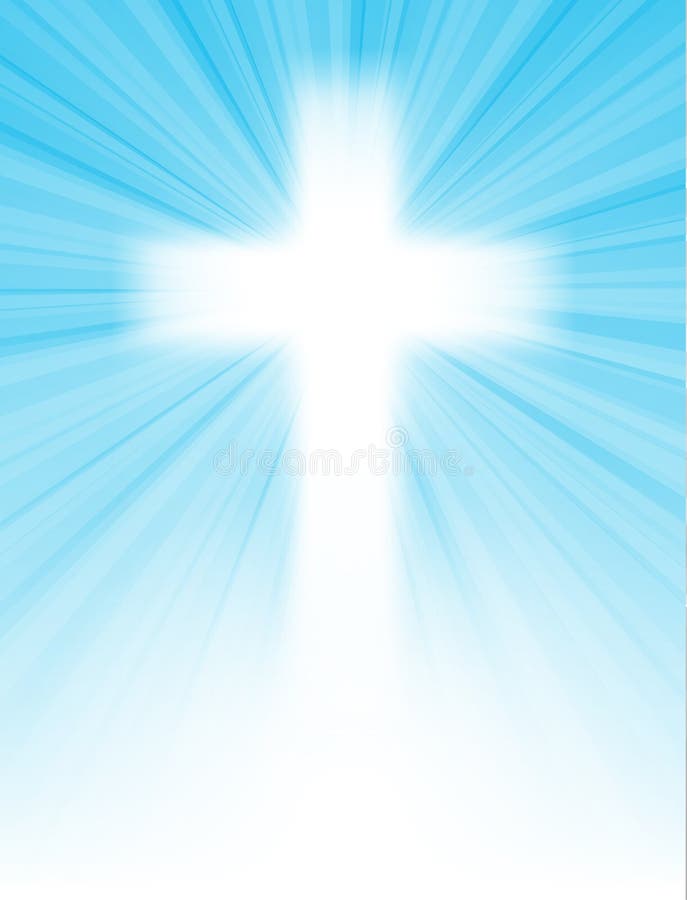 Cross on Blue Sky, with Sun Rays Stock Vector - Illustration of ...