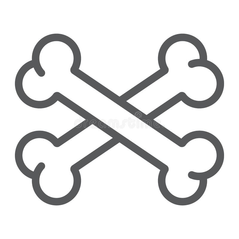 Cross Bone Glyph Icon, Halloween and Danger, Crossed Bones Sign, Vector ...