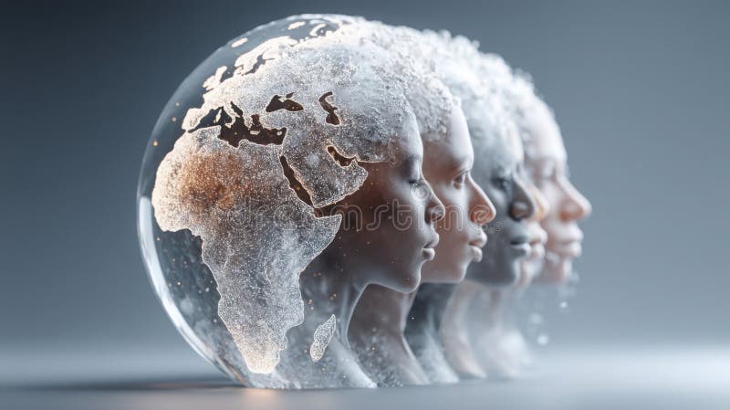 Cross-border Team Icon Concept Featuring a Globe and Diverse ...