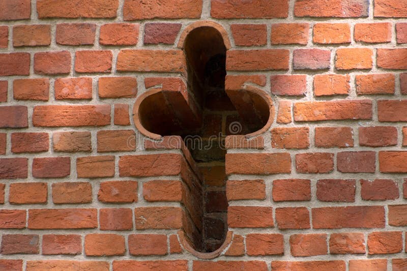 Cross on a brick wall stock photo. Image of faith, brick - 319127608