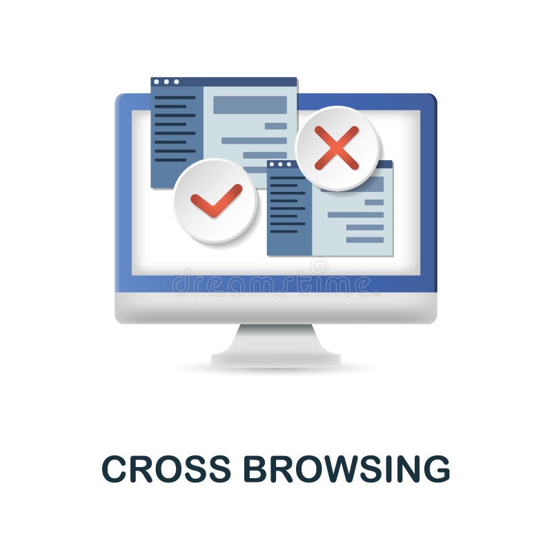 Cross Browsing Icon. 3d Illustration from Web Development Collection ...