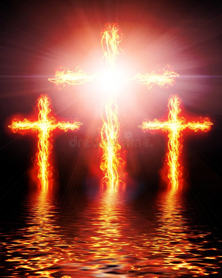 Cross burning in fire stock illustration. Illustration of fire - 22857615