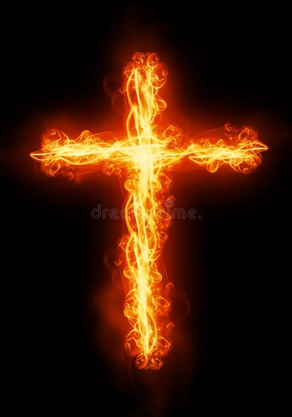 Cross burning in fire stock illustration. Illustration of jesus - 22858512