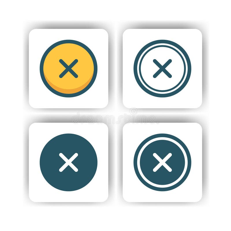 Cross Button Icon for Mobile, Web, and Presentation with Flat Color ...