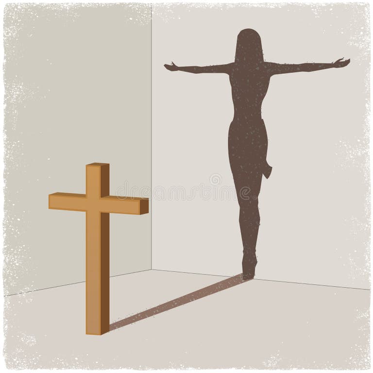 Cross Casting Shadow of Jesus Christ Stock Vector - Illustration of ...