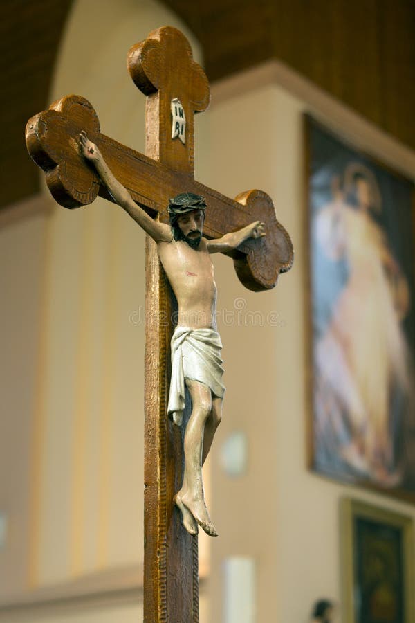 Cross in Catholic church stock image. Image of catholic - 30532759